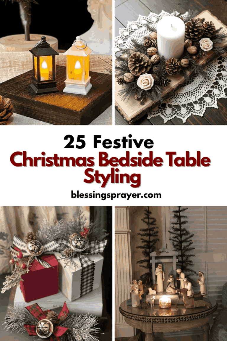 25 Festive Christmas Bedside Table Styling - † ️️ Daily Blessings Prayer ️