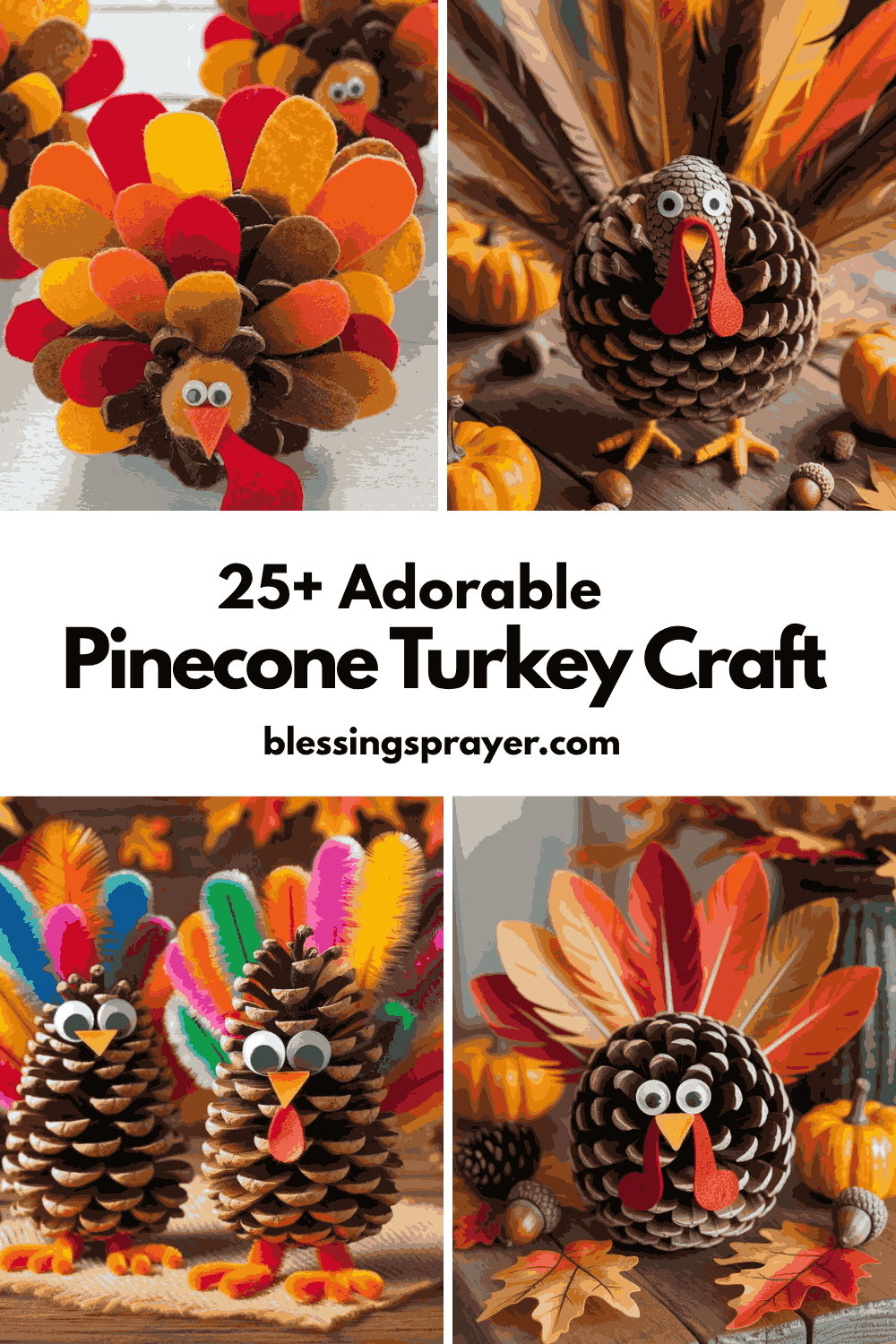 25+ Adorable Pinecone Turkey Craft - † ️️ Daily Blessings Prayer ️
