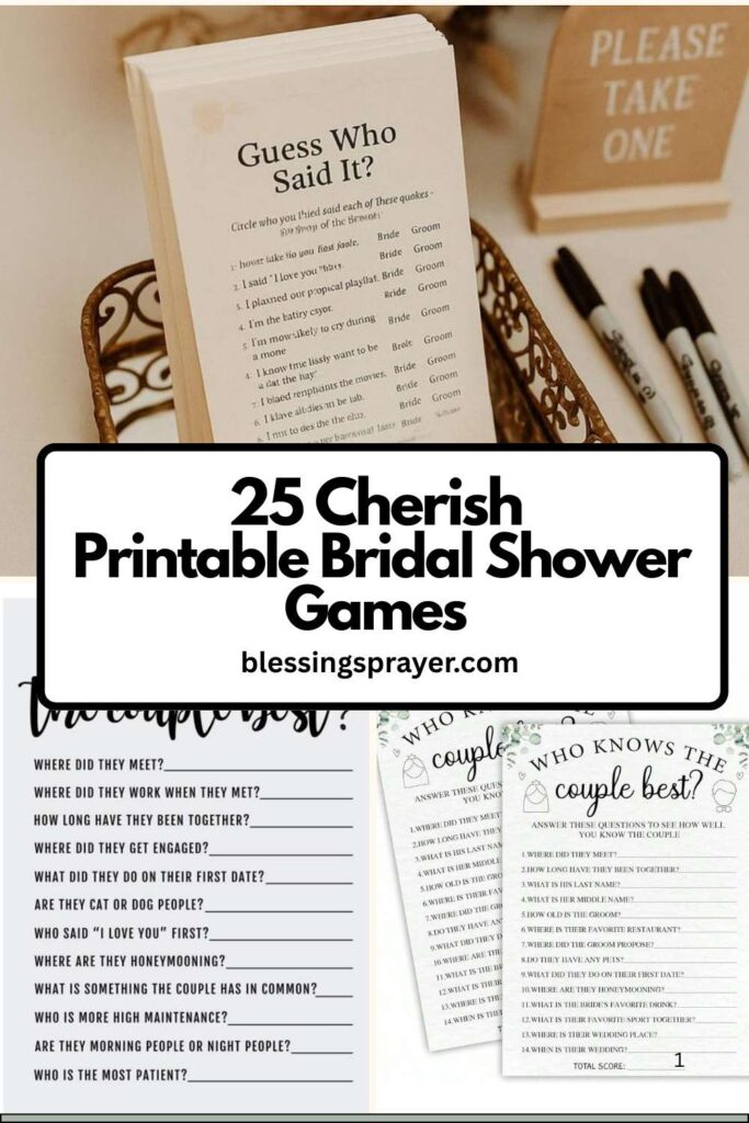 25 Cherish Printable Bridal Shower Games - † ️️ Daily Blessings Prayer ️